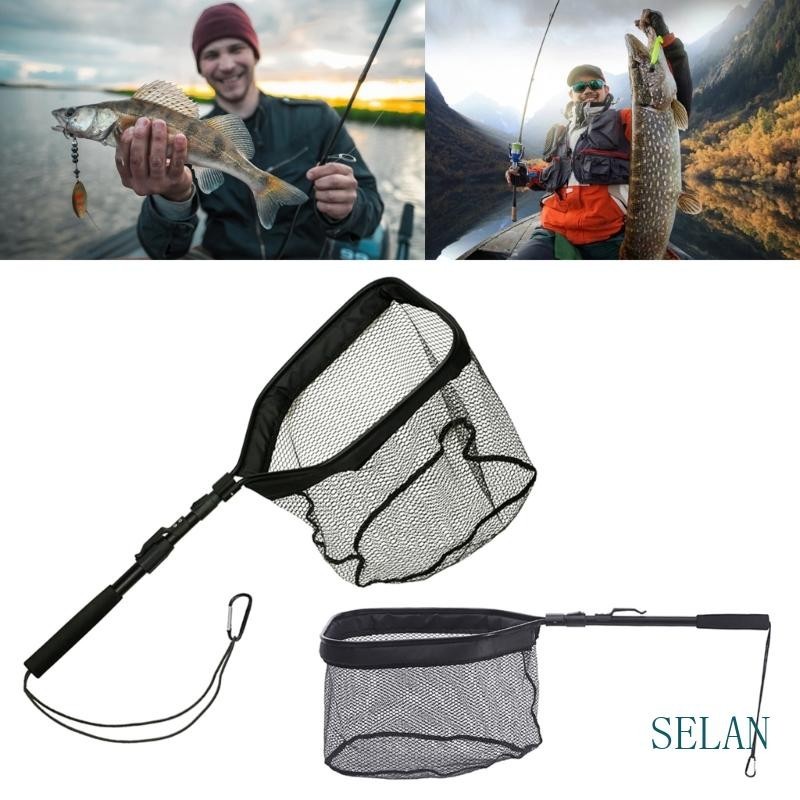 Selan Fish Landing Net อลูมิเนียมอัลลอยด์ Mini Dip Fish Net พร้อมยางยืด ...