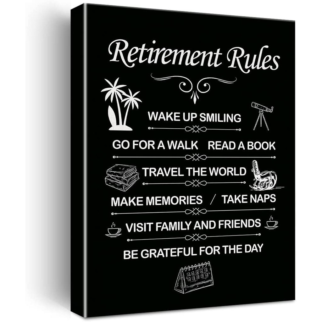1 Piece Poster Funny Retirement Rules Sign Canvas Wall Art Metal Sign ...