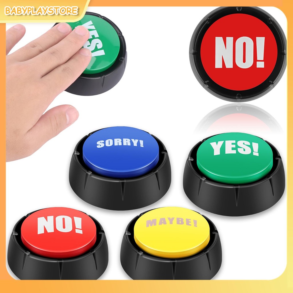 4 ชิ้นปุ่มคําตอบชุดแบบพกพาใช่ไม่มีปุ่มตลกขอโทษ Maybe Buzzer ปุ่มการ ...