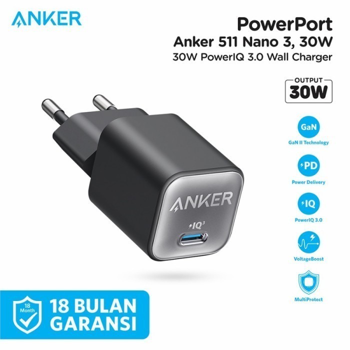 Anker 511 Nano 3 Charger 30W PD PPS 25W USB Type C 27W - A2147 | Shopee Thailand