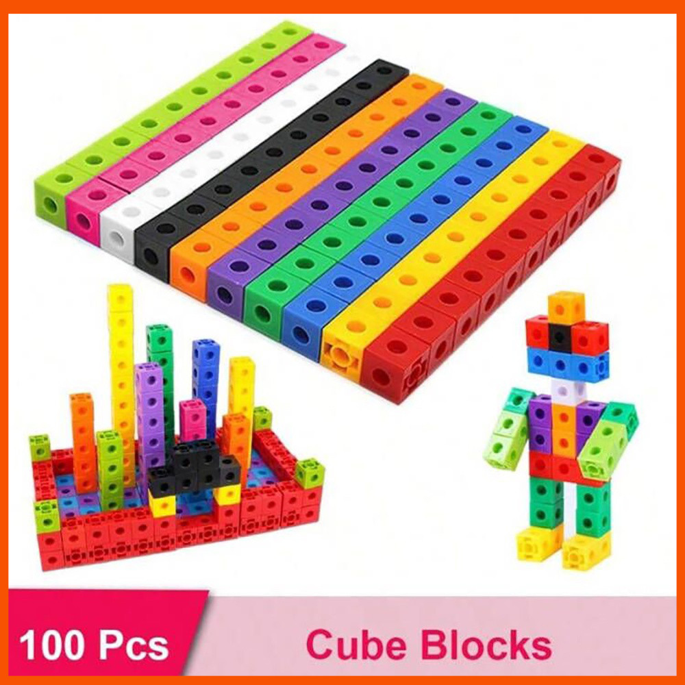 จํานวนบล็อกของเล่นเด็ก 100 PCS Linking Stacked Cube Number Block ของ ...