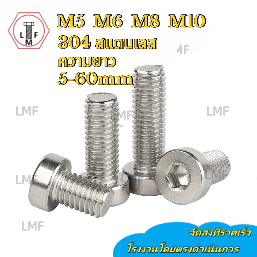 304 สลักเกลียวซ็อกเก็ตหกเหลี่ยมหัวบางสแตนเลส M5/M6/M8/M10/M12 (LMF-YL-TH) | Shopee Thailand