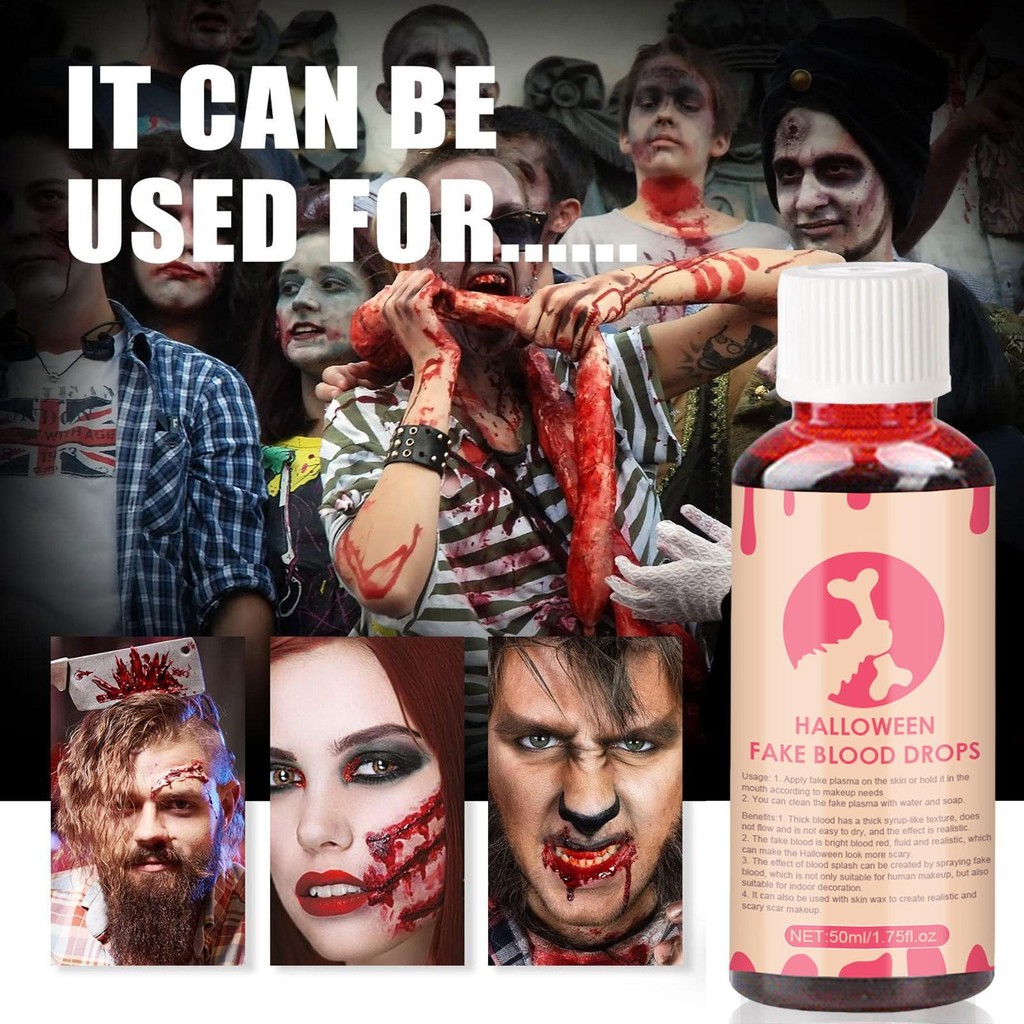 Fake Blood Realistic Safe Washable Fake Blood 50ml Vampire Blood Makeup ...