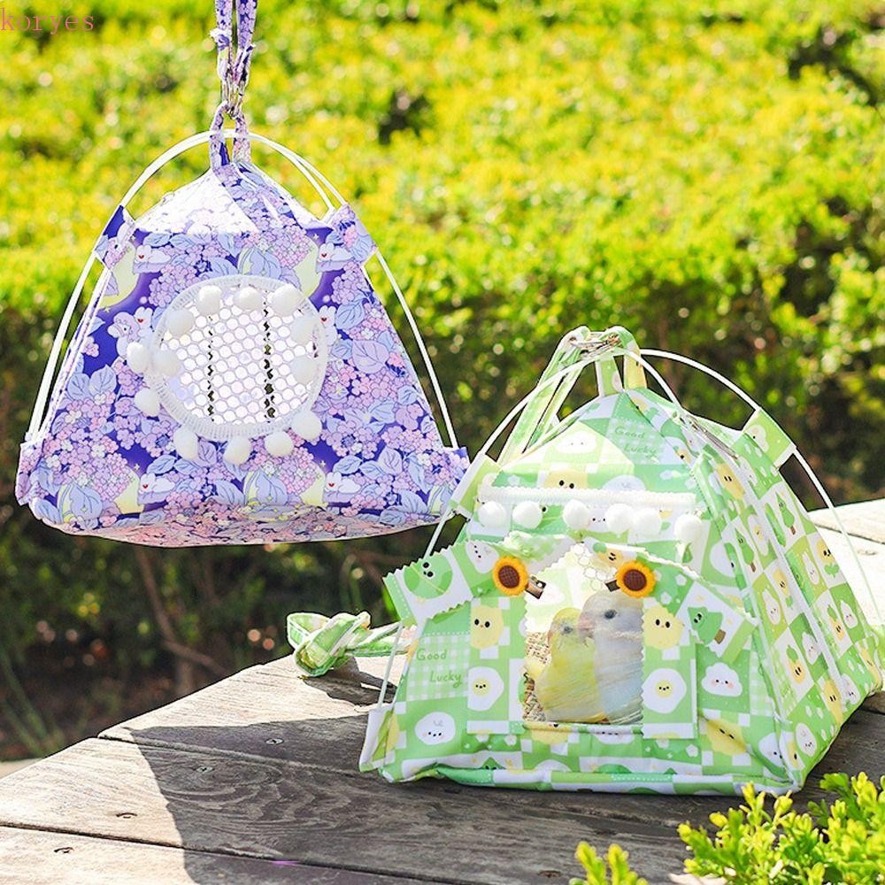 KORYES Parrot Habitat Cave, Breathable Triangle Bird Nest แขวนกรง, ม่าน ...