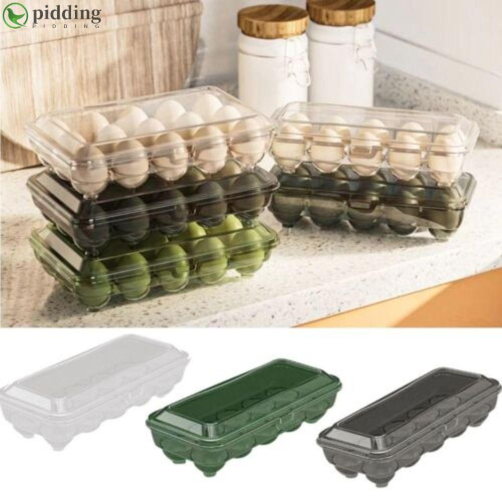 PIDDING กล่องไข่,คอนเทนเนอร์ Anti-fall ผู้ถือไข่,โปร่งใส 10/15 กริดครัว ...