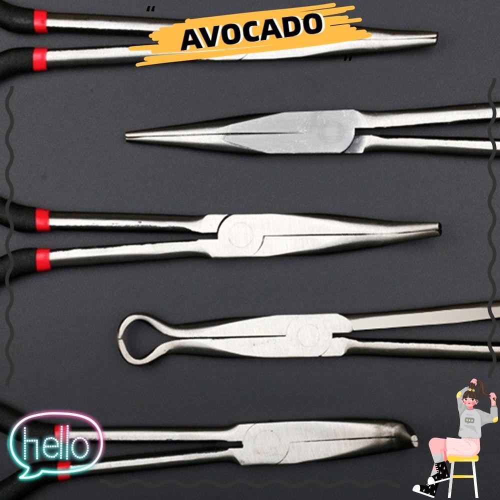 Avocar คีมจมูกยาว, 235/45/90 องศางอคีมตรงด้ามยาว, คีมจมูกกันลื่นเหล็ก ...