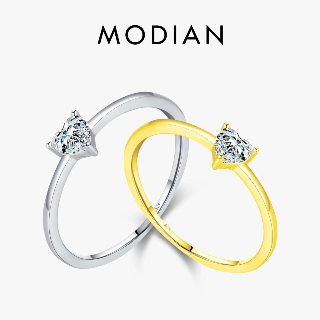 Modian 925 เงินสเตอร์ลิงโรแมนติกหัวใจ Zirconia แหวนแต่งงานคลาสสิกหมั้นเครื่องประดับสําหรับ ...