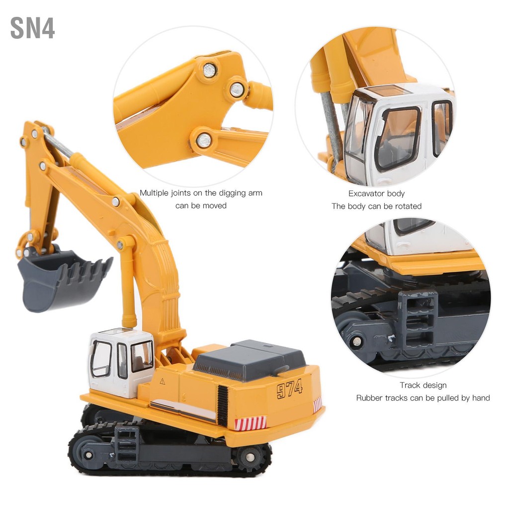 SN4 1:87 วิศวกรรมโมเดลรถขุดตีนตะขาบโลหะผสมรถขุดตีนตะขาบของเล่นรถก่อสร้างเว็บไซต์สำหรับเด็ก ...