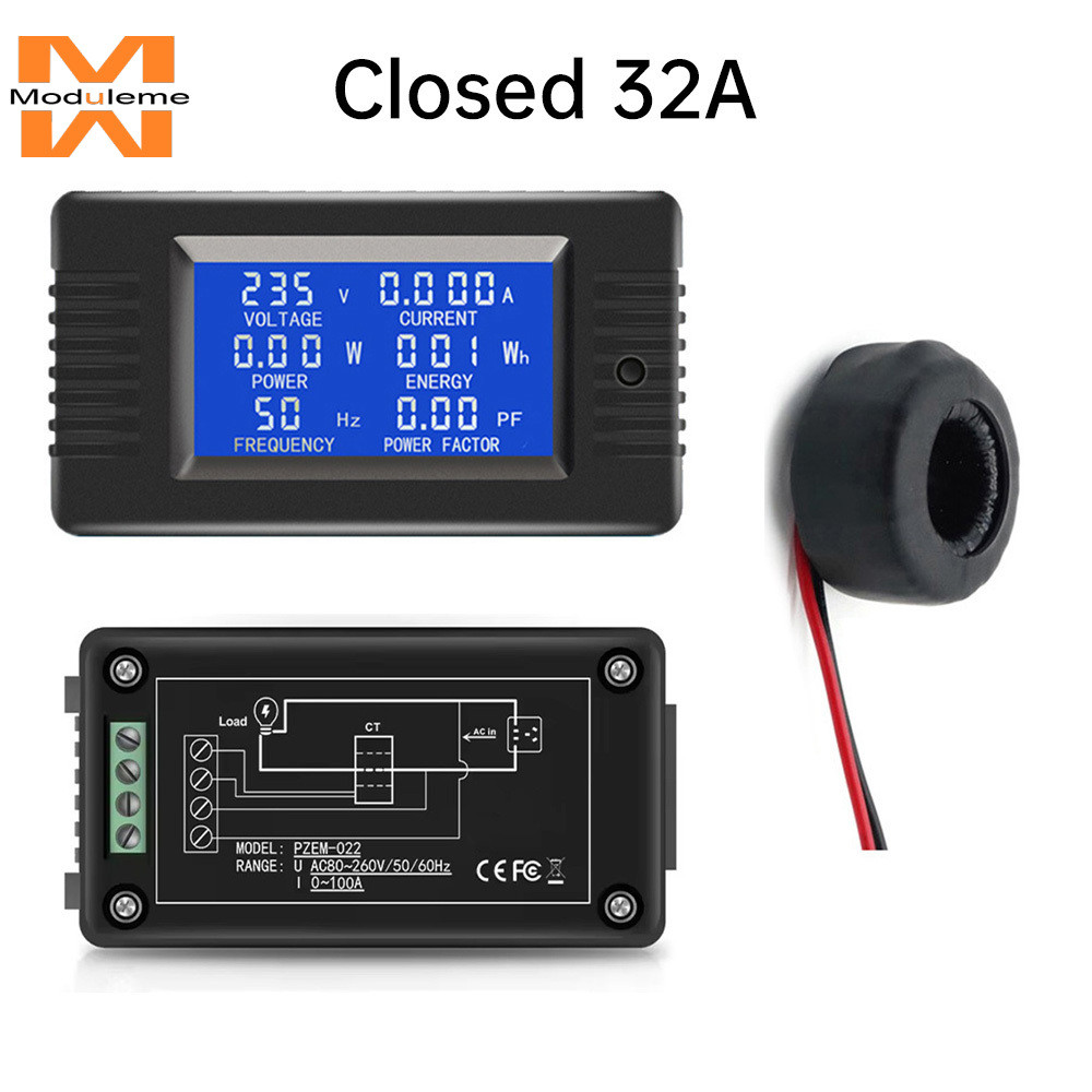 Pzem-022 AC80-260V 32A/63A AC มัลติฟังก์ชั่นเครื่องทดสอบพลังงานดิจิตอล ...