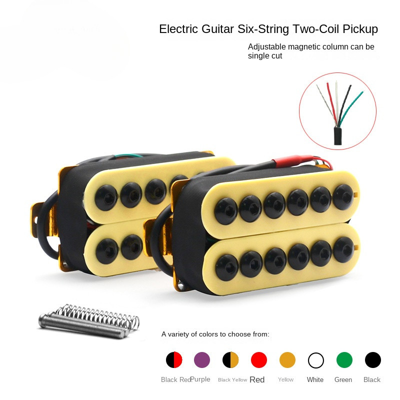 กีตาร์ไฟฟ้า Dual Coil Pickup, Dual Block Pickup 4 สายสีเหลืองสีดํา Dual ...