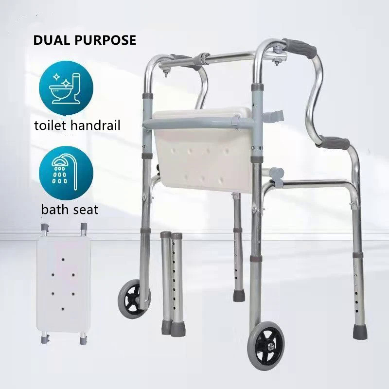 Elderly Foldable Rehabilitation Walker Adjustable Walking Assist ...