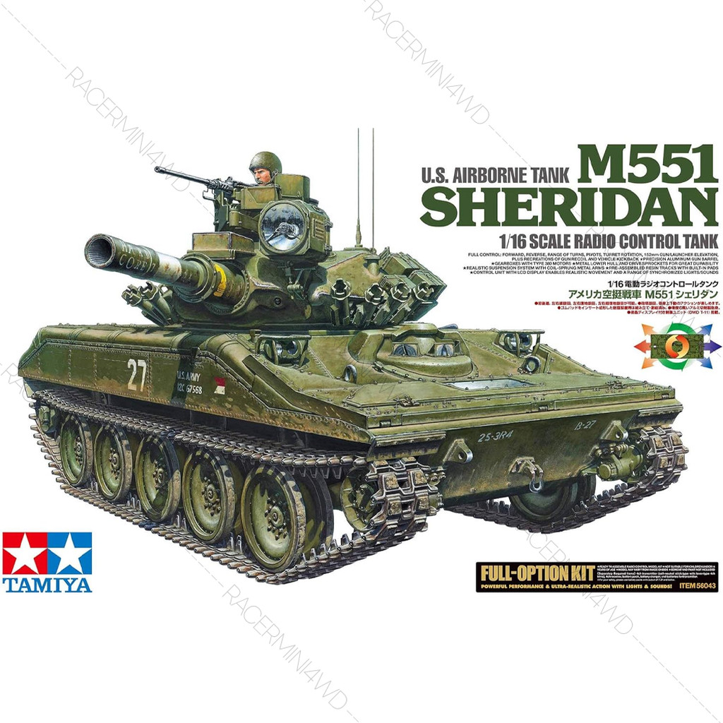 TAMIYA 56043 1/16 R/C U.S. Airborne Tank M551 Sheridan Full-Option Kit ...