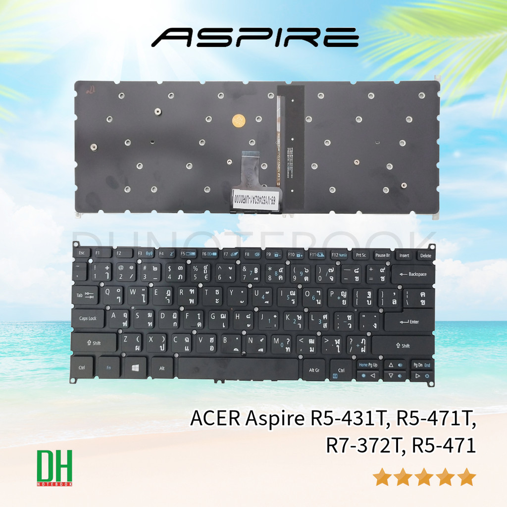 คีย์บอร์ดแล็ปท็อป Acer Aspire R5-431T, R5-471T, R7-372T, R14 มีไฟแบ็ค ...