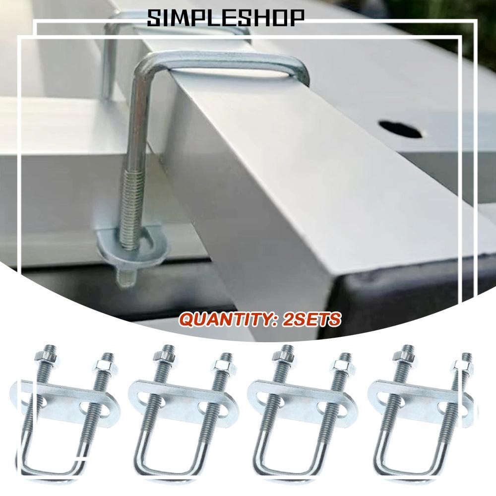 SIMPLESHOP 2 ชุด แคลมป์สี่เหลี่ยม, ท่อเหล็กสกรู U-Clamp, M6 U-bolt มุมขวาพร้อม Baffle Squa Bolt ...