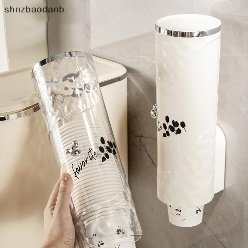 [shnzbaodanb] เครื่องจ่ายถ้วยกระดาษแบบใช้แล้วทิ้งติดผนังที่วางแก้วกันฝุ่นพร้อมฝาปิดคอนเทนเนอร์ ...