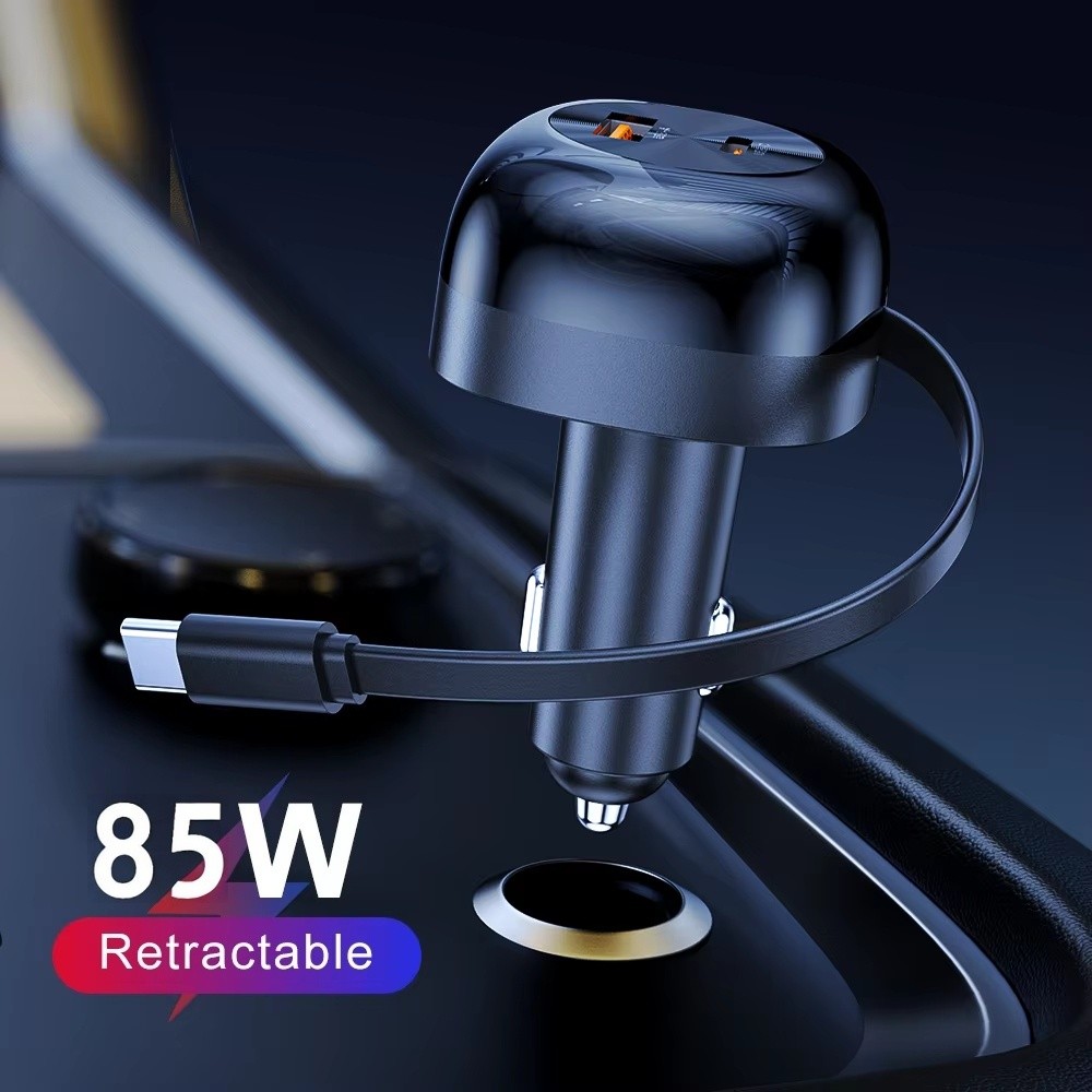 ที่ชาร์จรถยนต์85W ชาร์จเร็ว PD30 QC4.0 พอร์ตคู่ USB-A/Type-C โปร่งใส ...