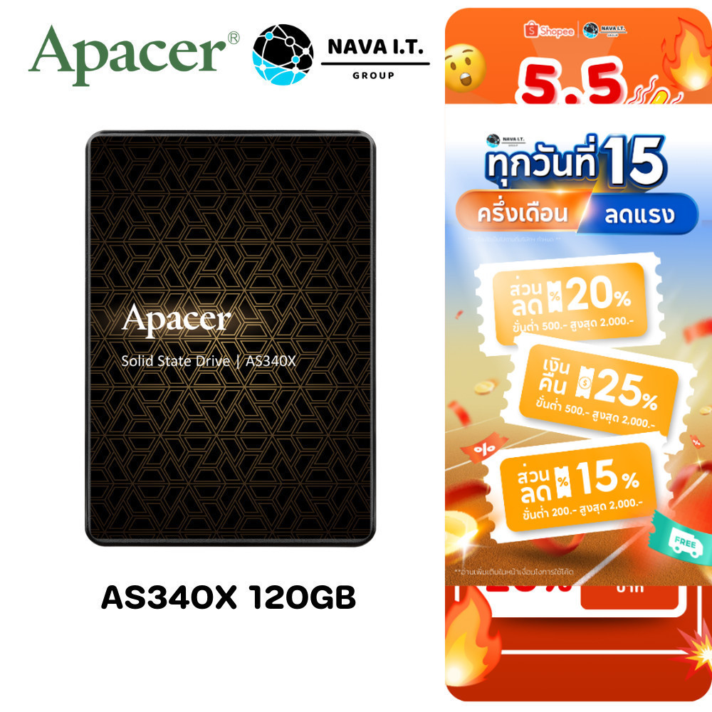 APACER SSD SATA 2.5 AS340X 120GB - 480GB (AP480GAS340XC-1) เอสเอสดี | Shopee Thailand
