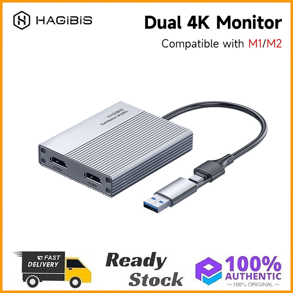 Hagibis Dual HDMI อะแดปเตอร์สําหรับ Apple M1/2 ชิป USB C/USB 3.0 ถึง ...