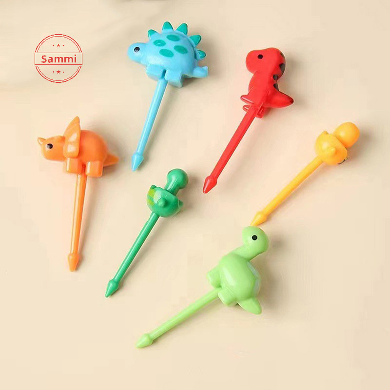 Sammi 6 ชิ้นสัตว์ฟาร์มไดโนเสาร์ส้อมผลไม้มินิการ์ตูนเด็กขนมเค้กเลือก TH ...