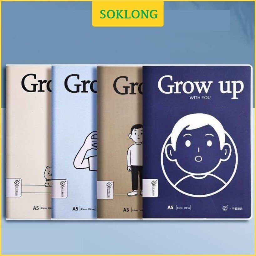 สมุดพลาสติกเส้นแนวนอน 180 หน้า S23, Manga Grow up cover notebook 90 ...