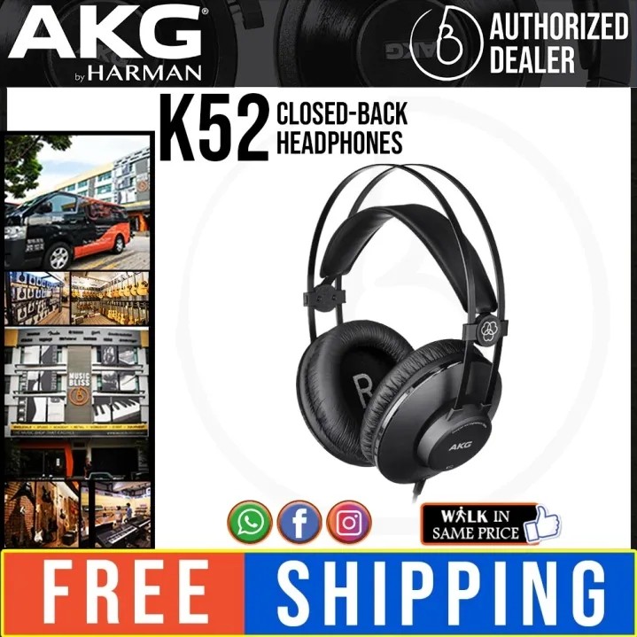 Akg K52 หูฟังบันทึกสตูดิโอแบบปิดด้านหลัง, หูฟังแบบครอบหูสําหรับดนตรีและการเล่นเกม | Shopee Thailand