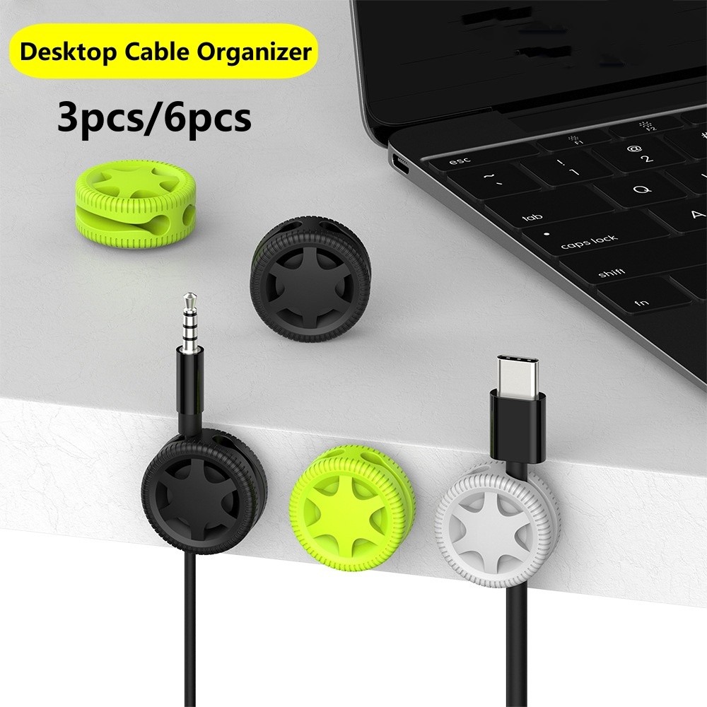 Desktop Wire Organizer Sorting Winding Self-adhesive Double Hole Car ...