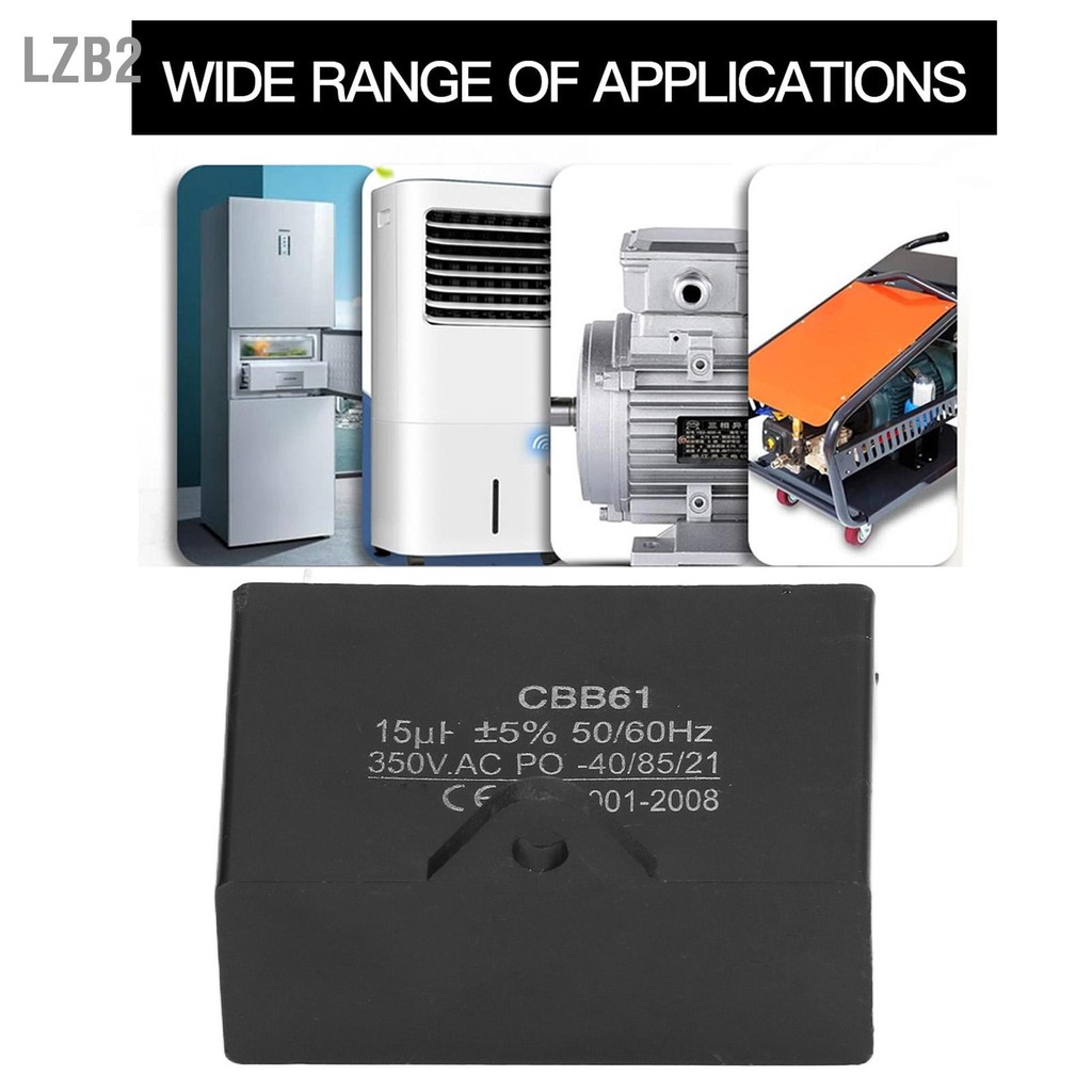 LZB2 ตัวเก็บประจุเครื่องกำเนิดไฟฟ้าเบนซินขนาดเล็ก CBB61 สำหรับมอเตอร์พัดลมเพดาน 50/60Hz 350VAC ...
