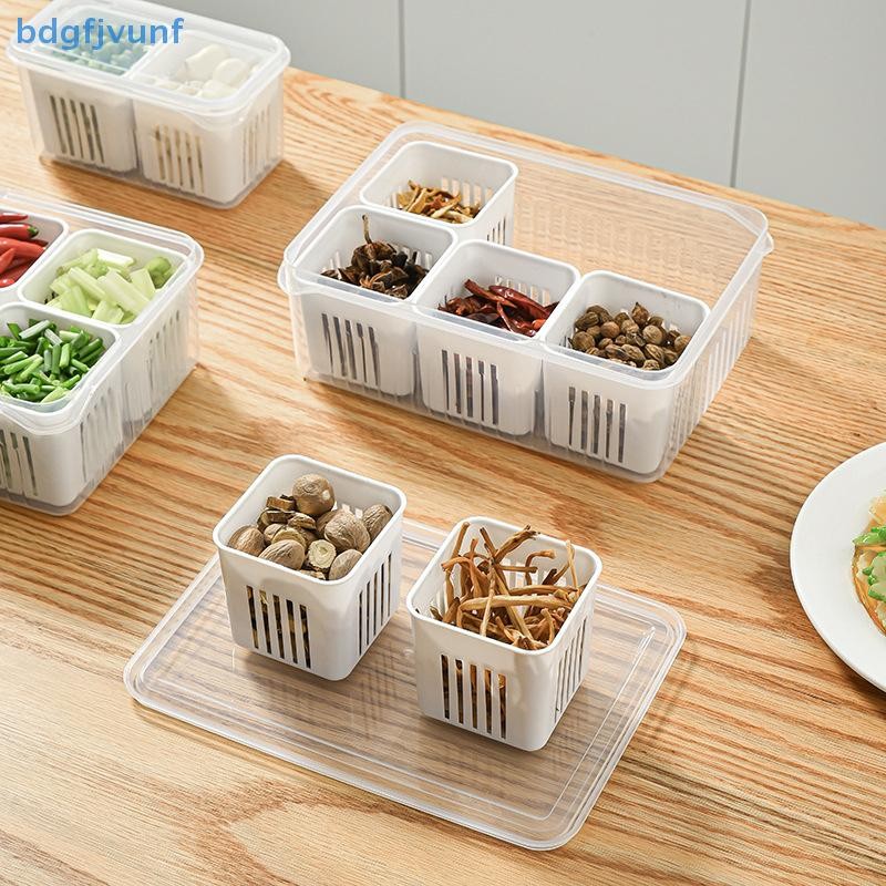 Bdgf ตู้เย็นกล่องเก็บ 4/6 กริดตู้เย็น Organizer เนื้อหัวหอมขิง Clear ...