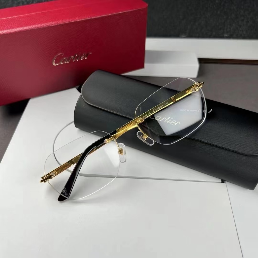 ยุโรปยี่ห้อ Cartier กรอบแว่นตา Cartier CT0407O ขนาด 57-18-145 ประณีต ...