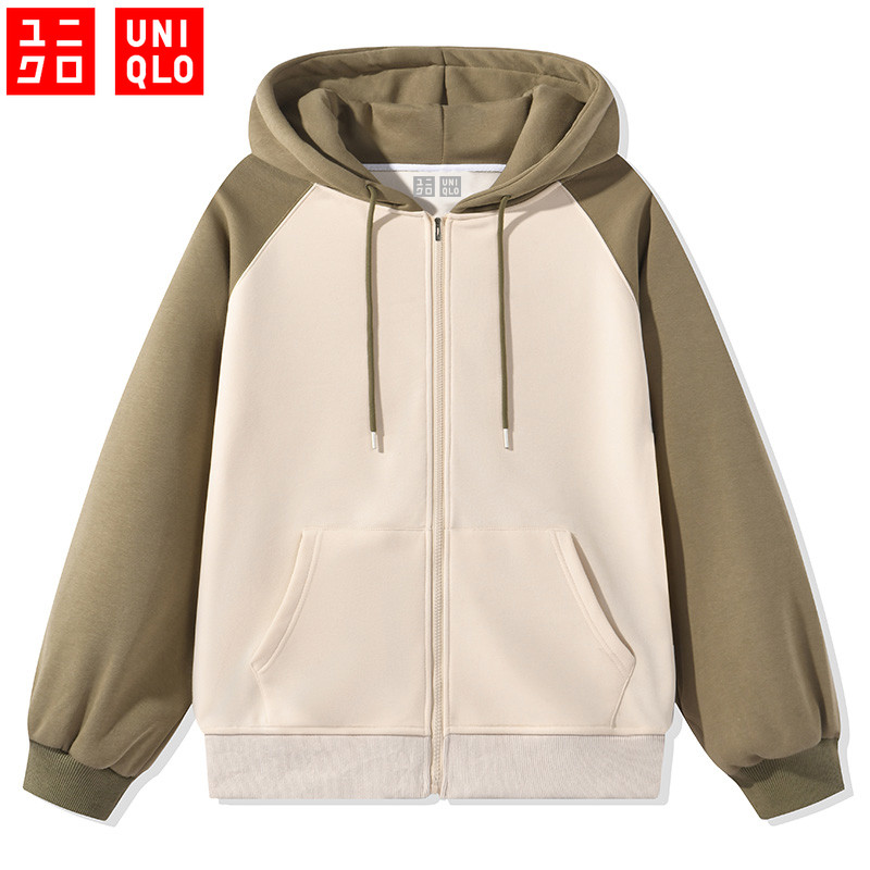 Ready Stock！M-4XL UNIQLO ไซส์ใหญ่ แฟชั่น ผู้หญิง แขนยาว เสื้อฮู้ด เสื้อกันหนาว ซิปหน้า มีเชือก ...