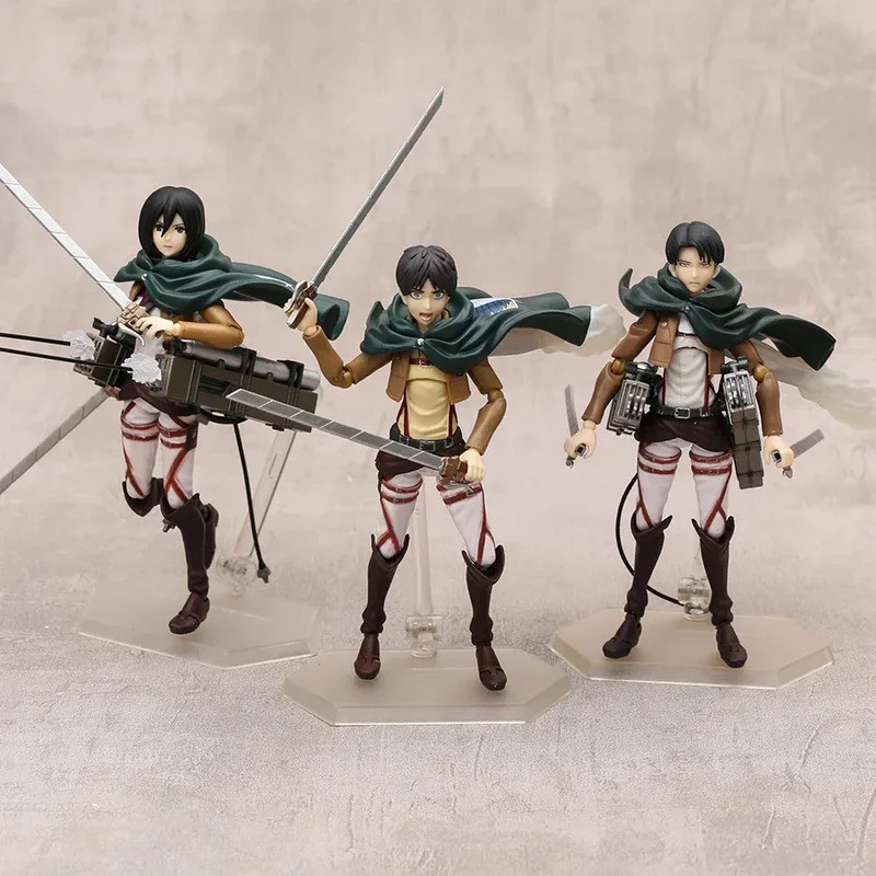 Figma 207 Eren Jaeger 203 Mikasa Ackerman 213 Levi PVC Action Figure ...