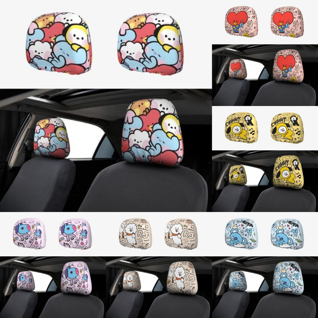 Bts BT21 ผ้าคลุมพนักพิงศีรษะรถยนต์ 2 ชิ้น | Shopee Thailand