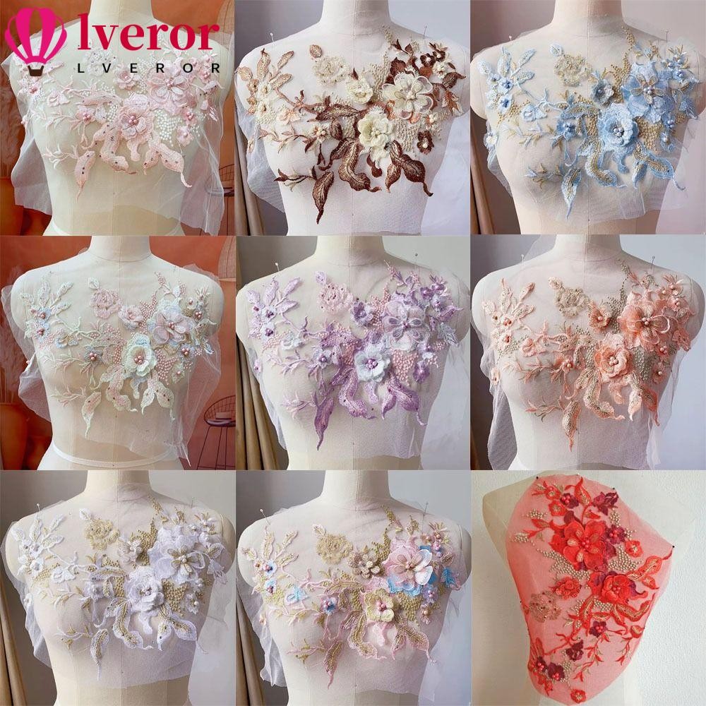 Lveror แพทช์เย็บปักถักร้อยปักเลื่อม, เย็บปักถักร้อยเลื่อม DIY ปักแพทช์ดอกไม้, เย็บปักถักร้อยเย็บ ...