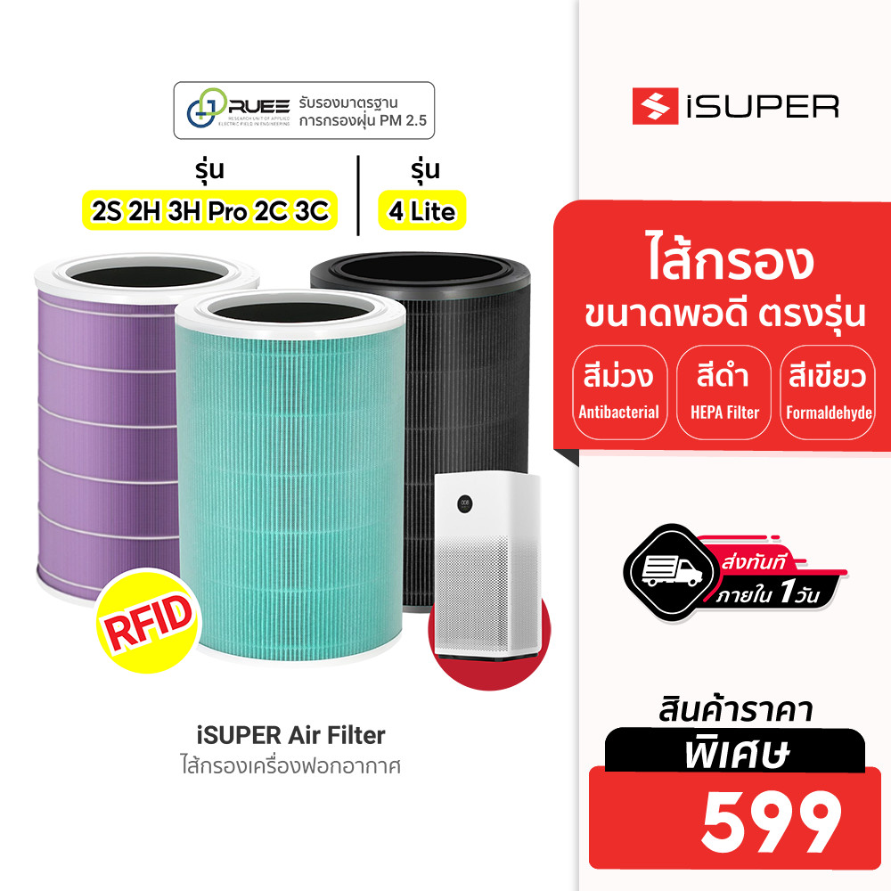 [ลดเหลือ 599] iSUPER ไส้กรอง RFID สำหรับเครื่องฟอกอากาศ Air Purifier ...