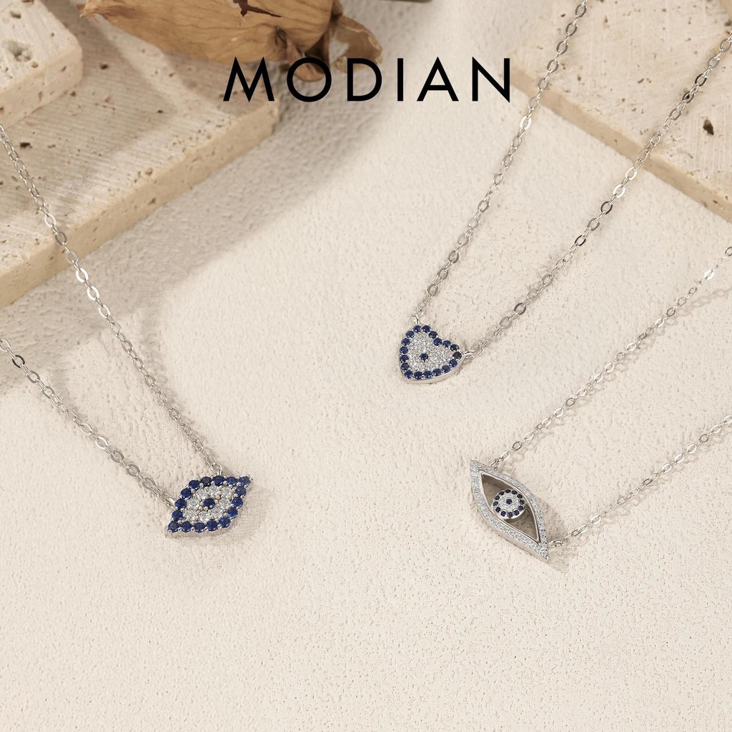 MODIAN 925 เงินสเตอร์ลิง สร้อยคอมีจี้หัวใจประกาย CZ สำหรับผู้หญิง ...