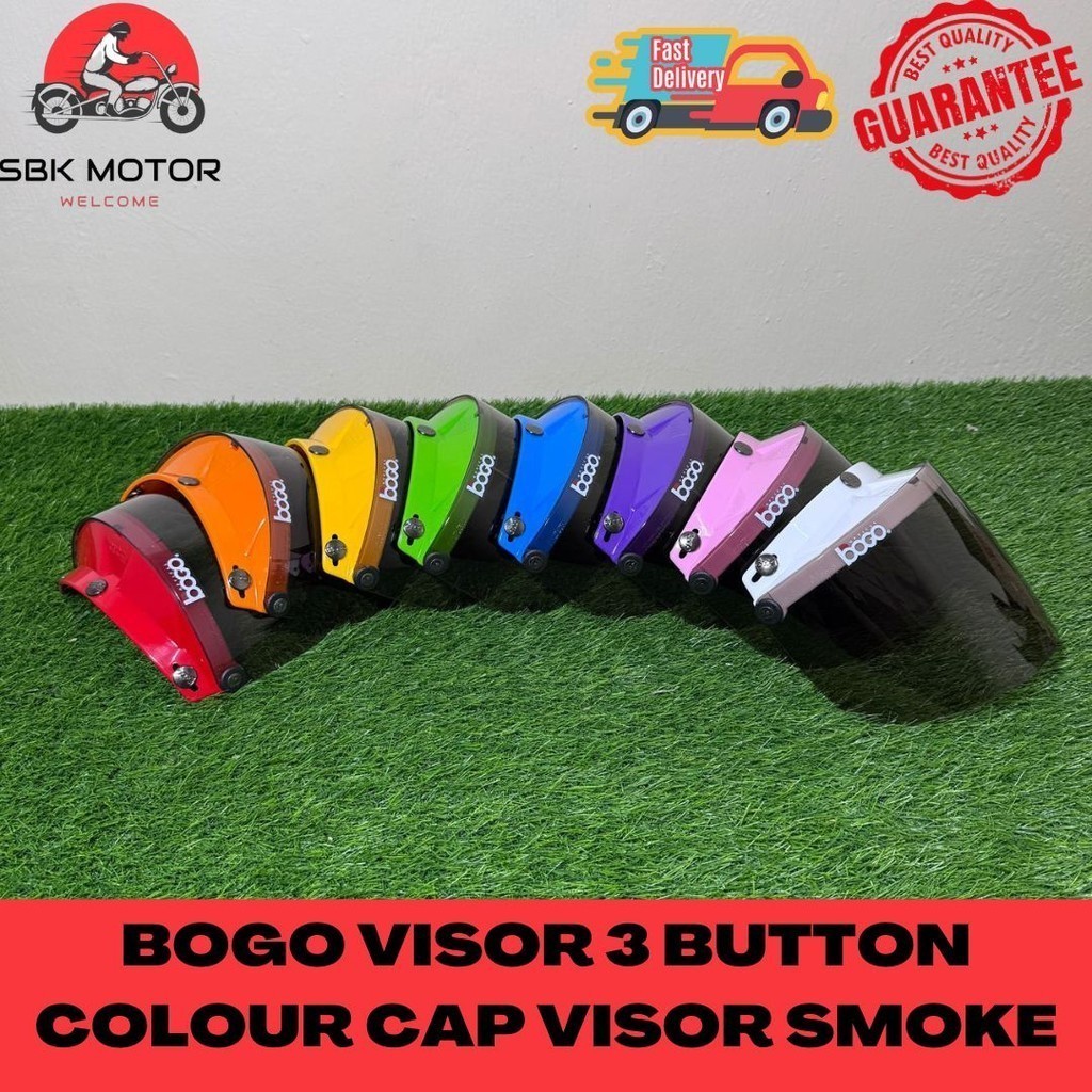 Bogo VISOR 3 ปุ่ม COLOUR CAP VISOR SMOKE -RED/ORANGE/YELLOW/GREEN/BLUE ...