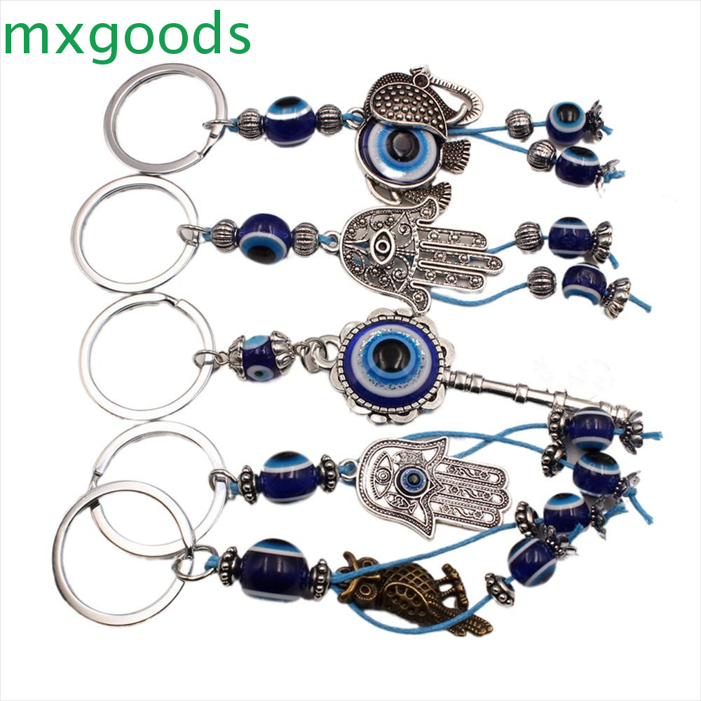 Mxgoods พวงกุญแจตาชั่วร้าย, ปุ่มนกฮูก, พวงกุญแจตานําโชคช้าง, อุปกรณ์กุญแจ ฮาสมา มือสีฟ้าสีที่ ...