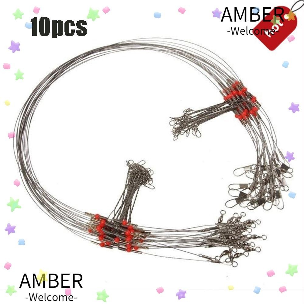 Amber 10 ชิ้นสายตกปลาสแตนเลสแบบพกพา String Rolling Swivels Safety Snaps ...