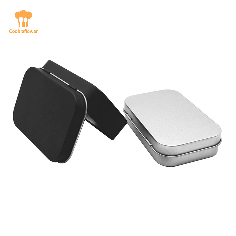 Ckfr Survival Kit Small Empty Metal Tin Silver Black Flip Storage Box ...