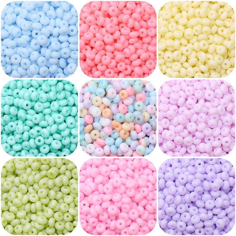 3x6 มม.แก้ว frosted mineral macaron สีลูกคิดลูกปัด millet ลูกปัดกระจัด ...