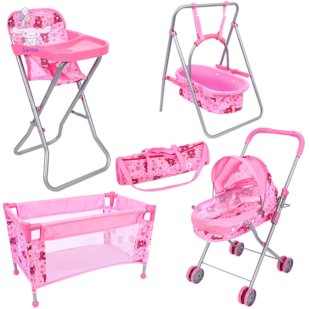[San] Baby Doll Stroller Set เหมาะกับตุ๊กตาขนาด 16 นิ้ว - 4 ชิ้น Deluxe ...