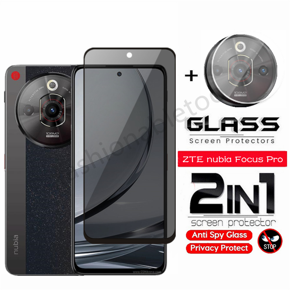 2 in 1 Anti-spy กระจกนิรภัยป้องกันฟิล์มสําหรับ ZTE nubia Focus Pro ...