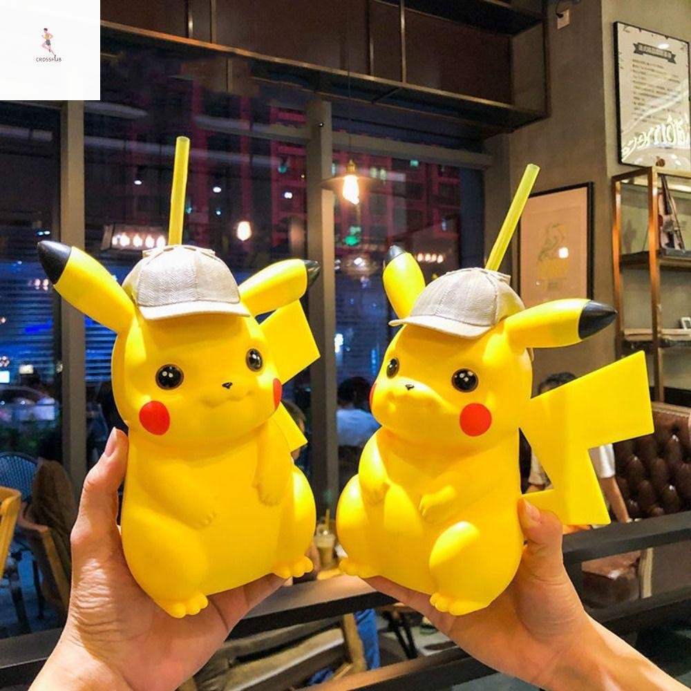 Cross Pikachu ถ้วยฟาง 3D, Kawaii การ์ตูนถ้วยน้ํา,เดสก์ท็อปตกแต่งความจุ ...
