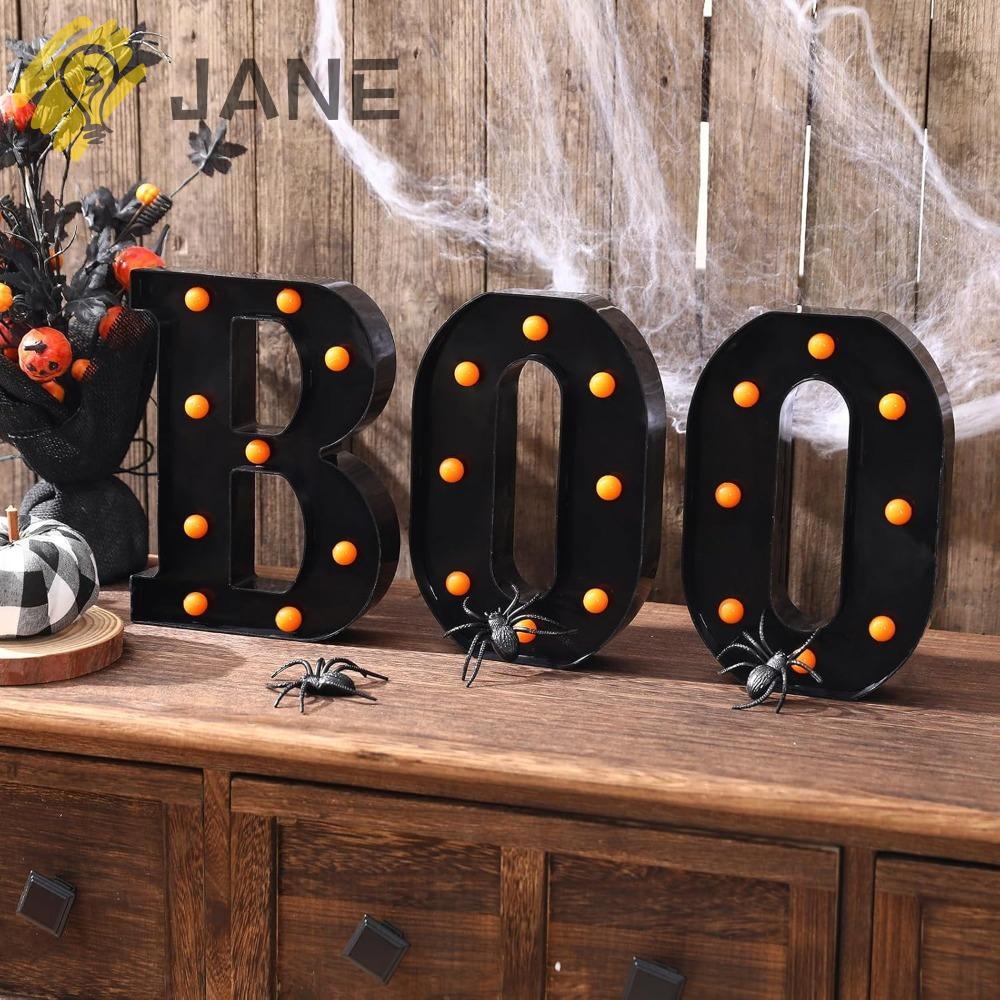 Jane ตกแต่งฮาโลวีน, 3 LED Marquee Light Up ตัวอักษร BOO Light Up Sign ...