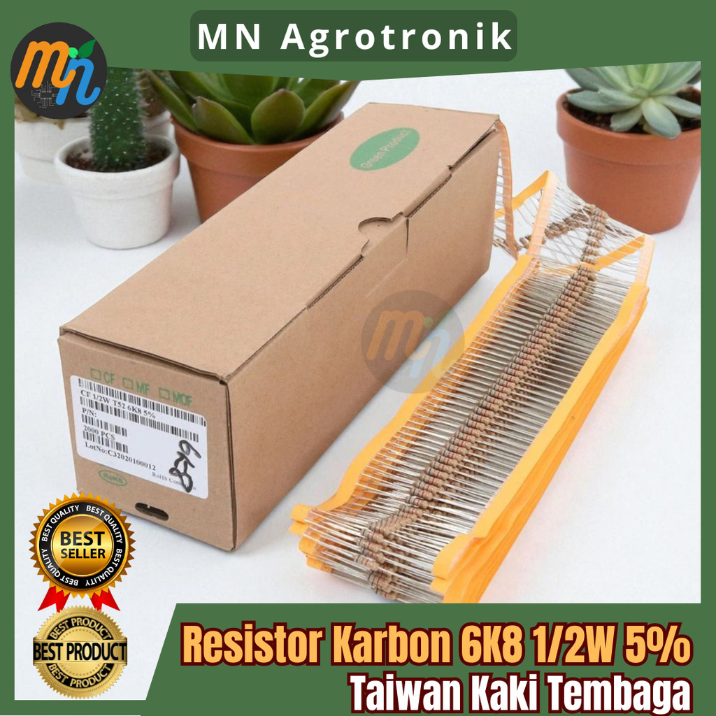 X10 ตัวต้านทาน 6K8 6.8K Ohm 1/2W 0.5W คาร์บอน 5% ขาทองแดงเดิม | Shopee ...