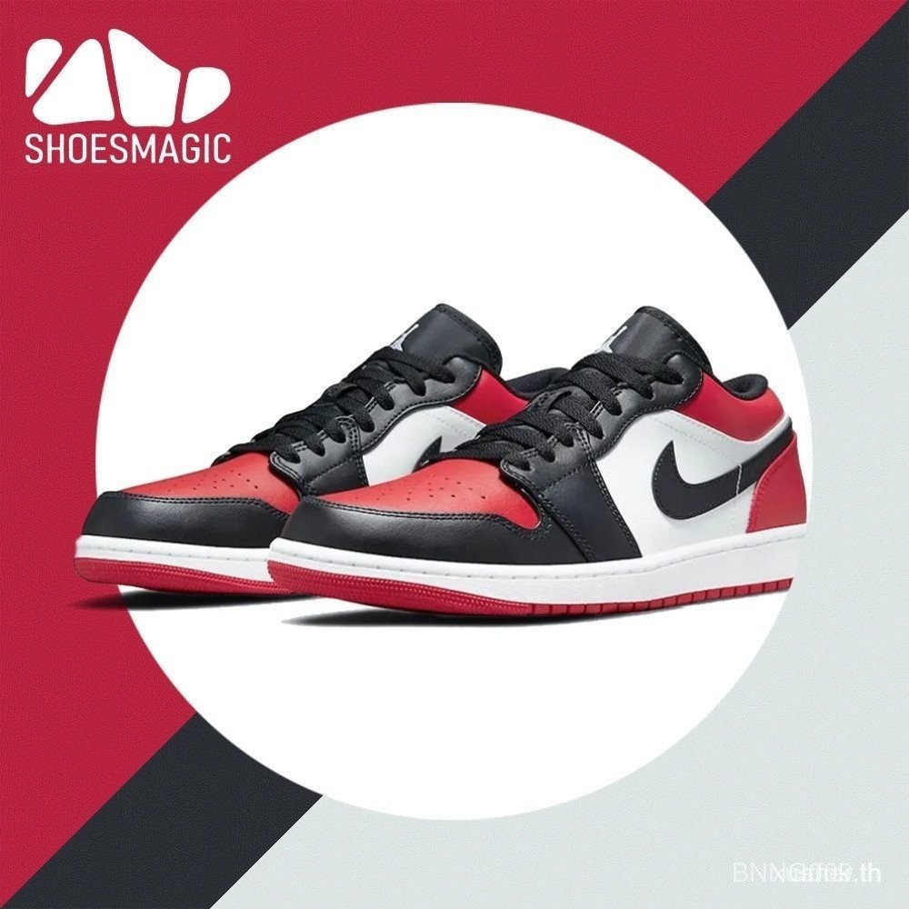 J1 LOW OG Bred Toe รองเท้าผ้าใบ GS กันลื่น สไตล์เรโทร คุณภาพสูง 75FQ ...