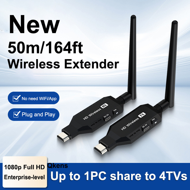 ใหม่ 1080P 50M HDMI Wireless Audio Video Transmitter Receiver Extender ...