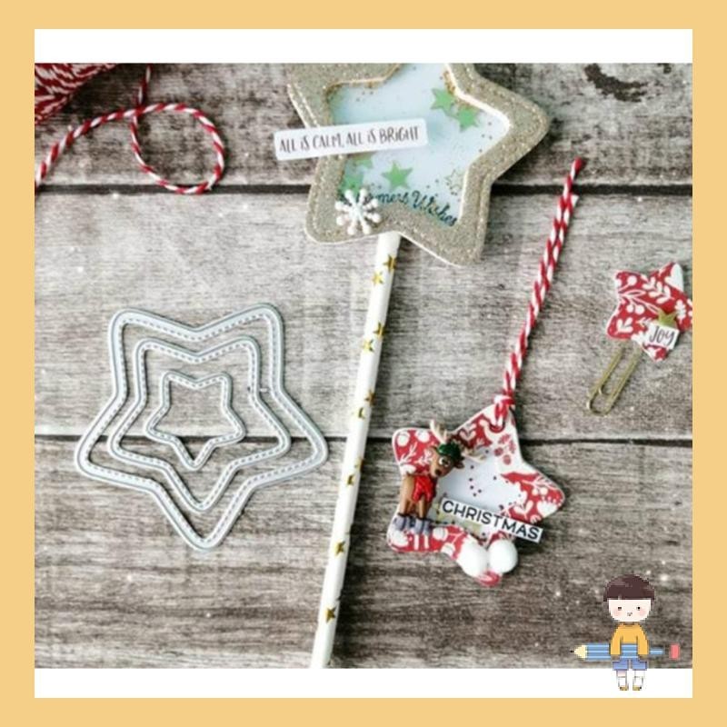 Stat Star Shape ตัดโลหะตายลายฉลุลายนูนเครื่องมือ DIY กระดาษการ์ดอัลบั้ม ...