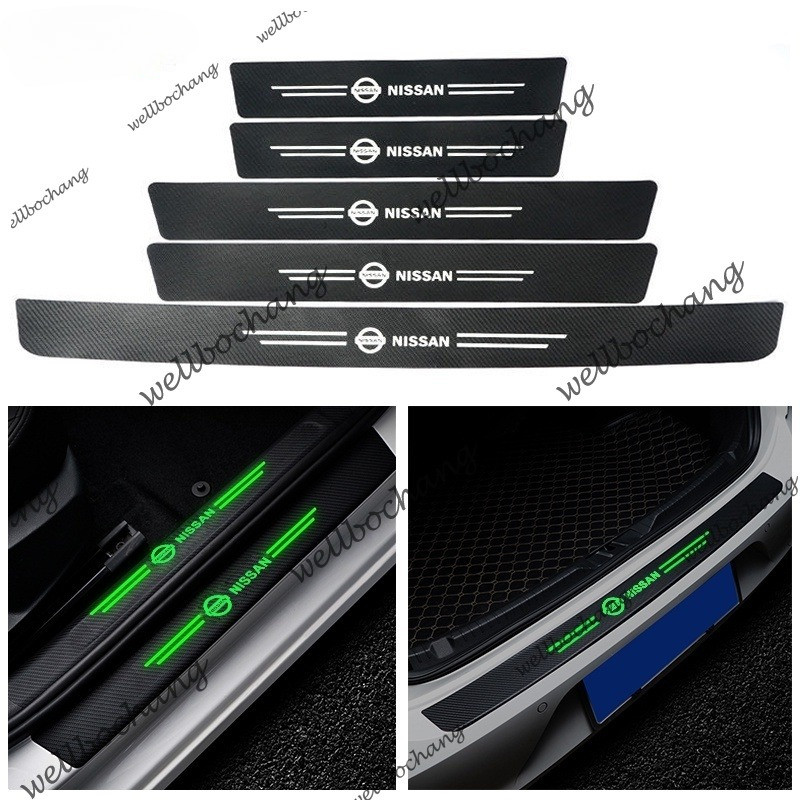 Siece รถประตู Sill Protector คาร์บอนไฟเบอร์ Luminous รถกันชน Anti ...