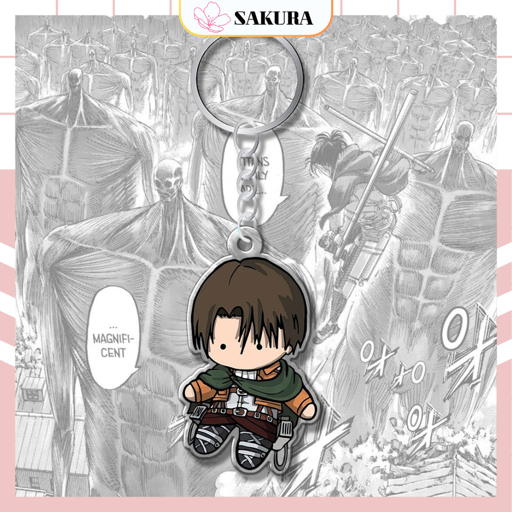 Attack on Titan พวงกุญแจอนิเมะ, ตัวละคร chibi Eren Yeager Levi Ackerman ...